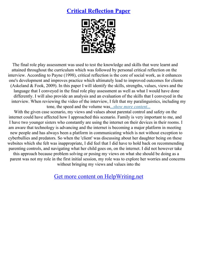 Critical Reflective Essay | PDF