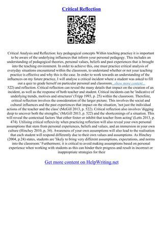 Critical Reflective Essay | PDF