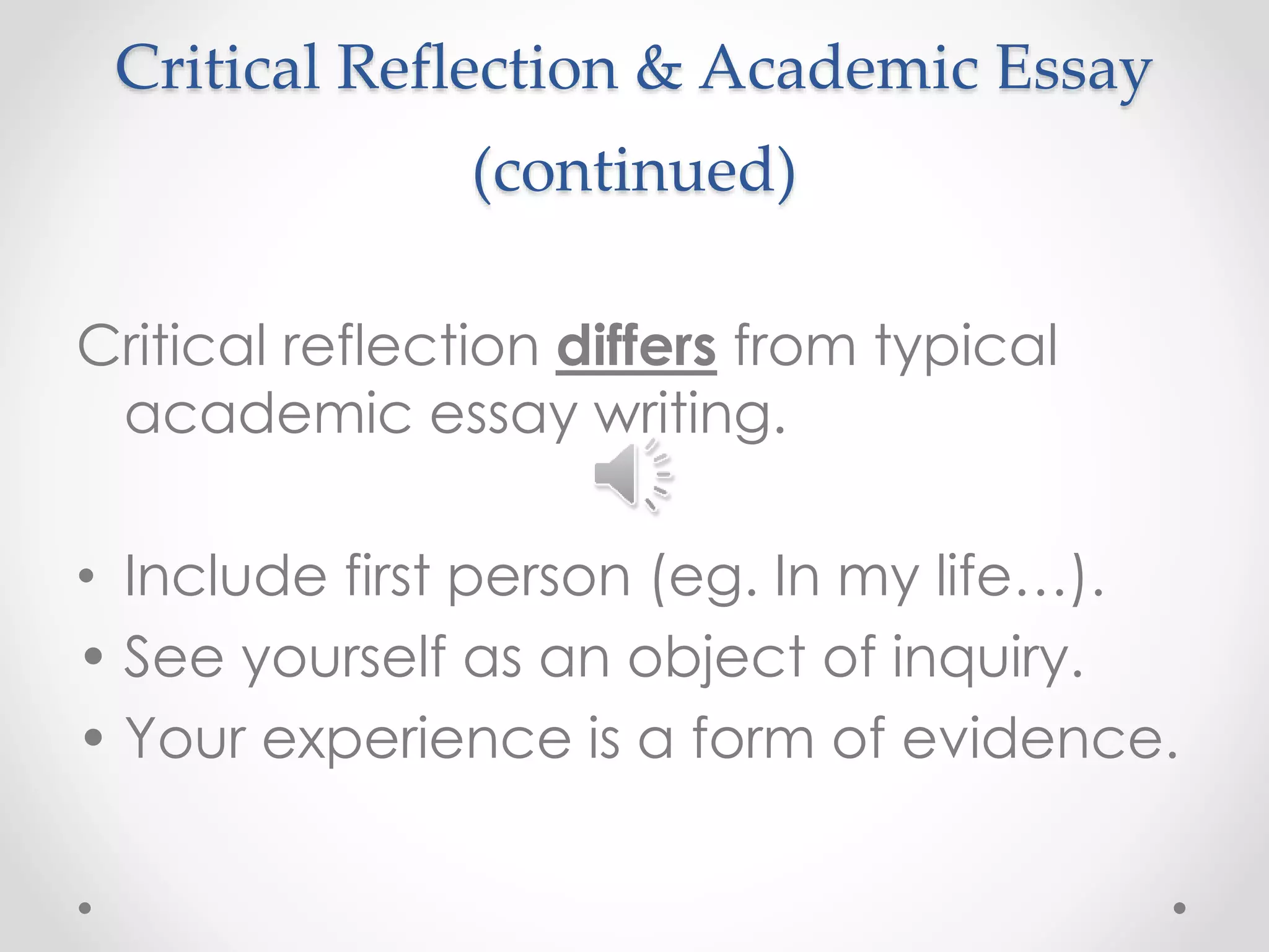 Critical reflective writing | PPT
