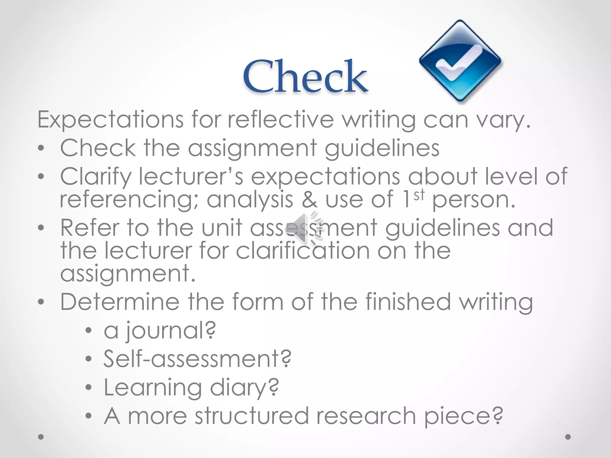 Critical reflective writing | PPT