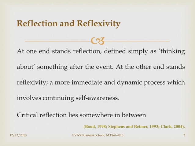 Critical reflexivity | PPTX | Professional School | Postgraduate Education