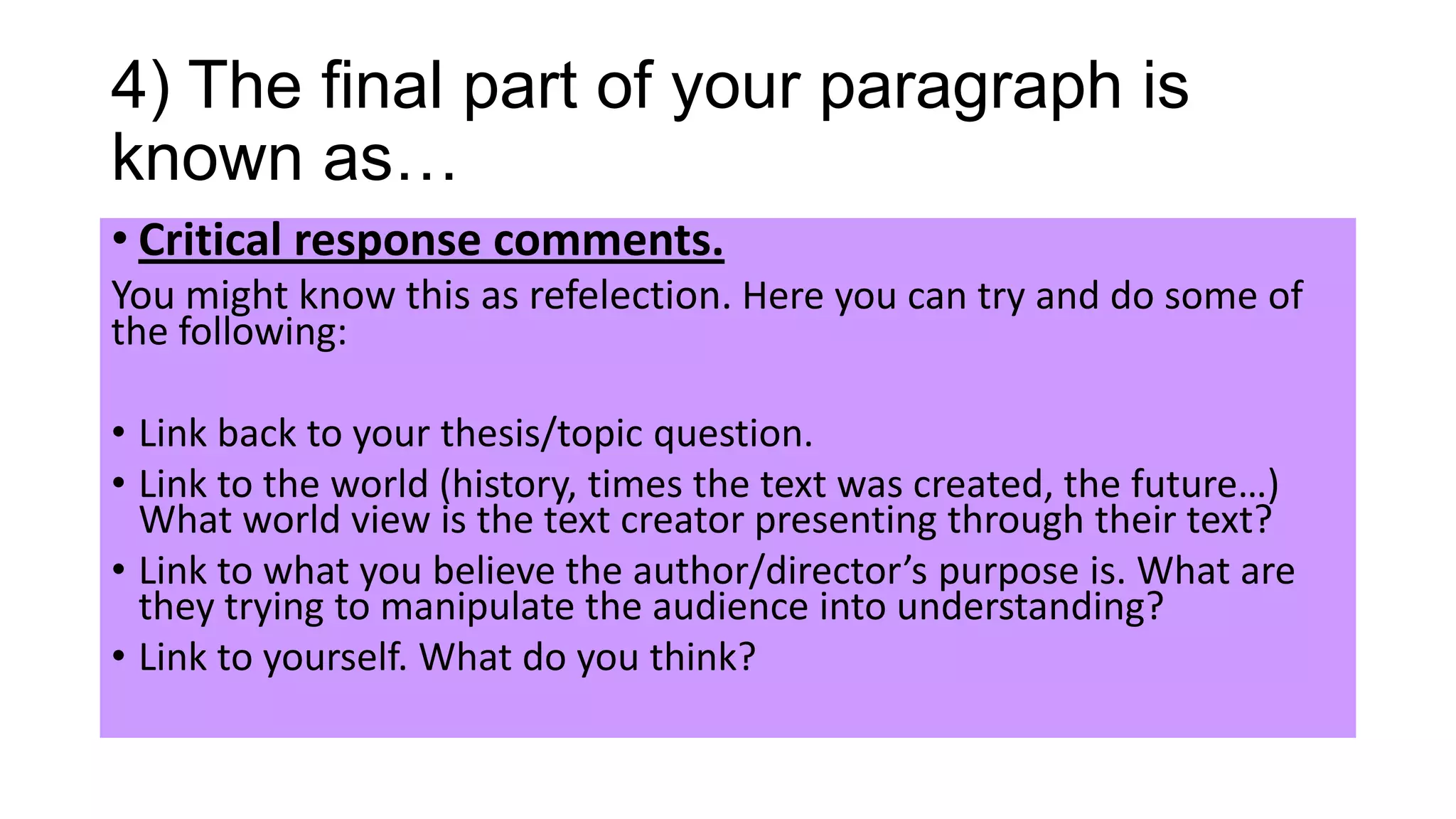 Critical response paragraph structure | PPTX