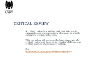 Critical Review | PPT