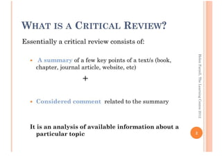 Critical Review | PPT