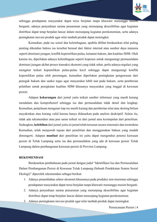 Critical review jurnal perencanaan pesisir | PDF