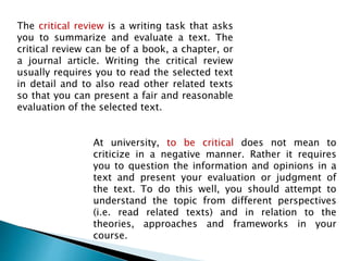 Critical review of a research article | PPTX