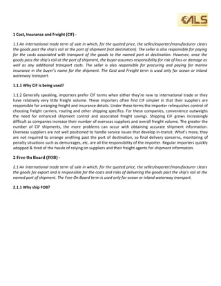 Critical review of CIF-FOB international trade terms | DOC