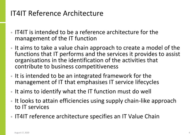 Critical Review of Open Group IT4IT Reference Architecture | PDF