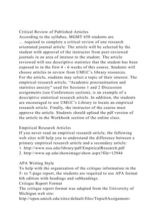 Critical Review of Published ArticlesAccording to the syllabus, .docx
