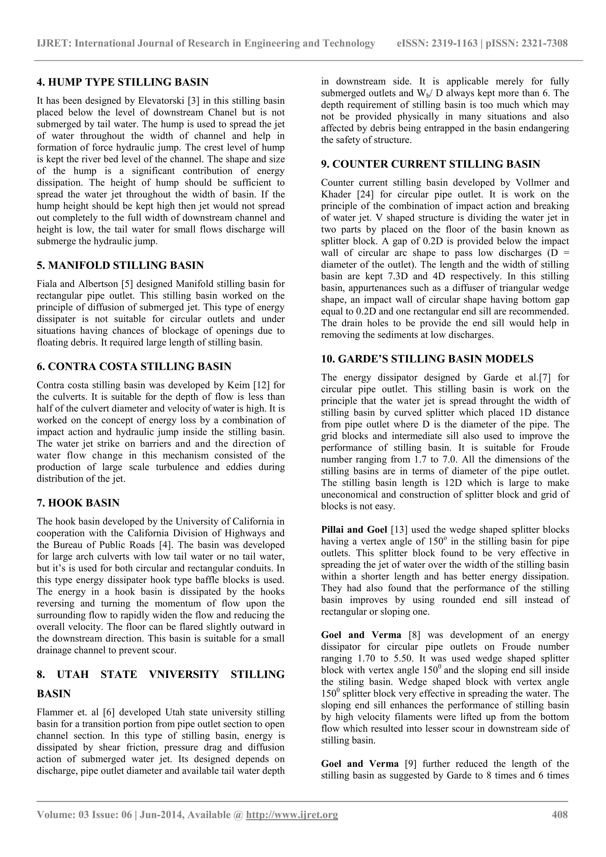Critical review of stilling basin models for pipe outlet works | PDF