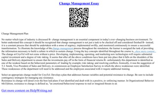 Critical Review On Change Management Essay | PDF