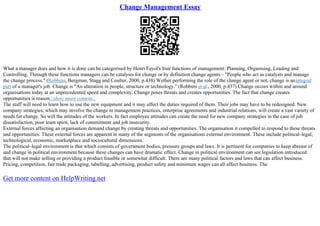 Critical Review On Change Management Essay | PPT