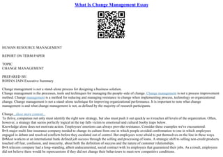 Critical Review On Change Management Essay | PDF