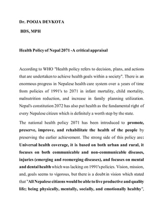 Critical Review on Health Policy Nepal.pdf