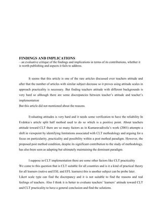 Critical review teaching methodology | DOCX