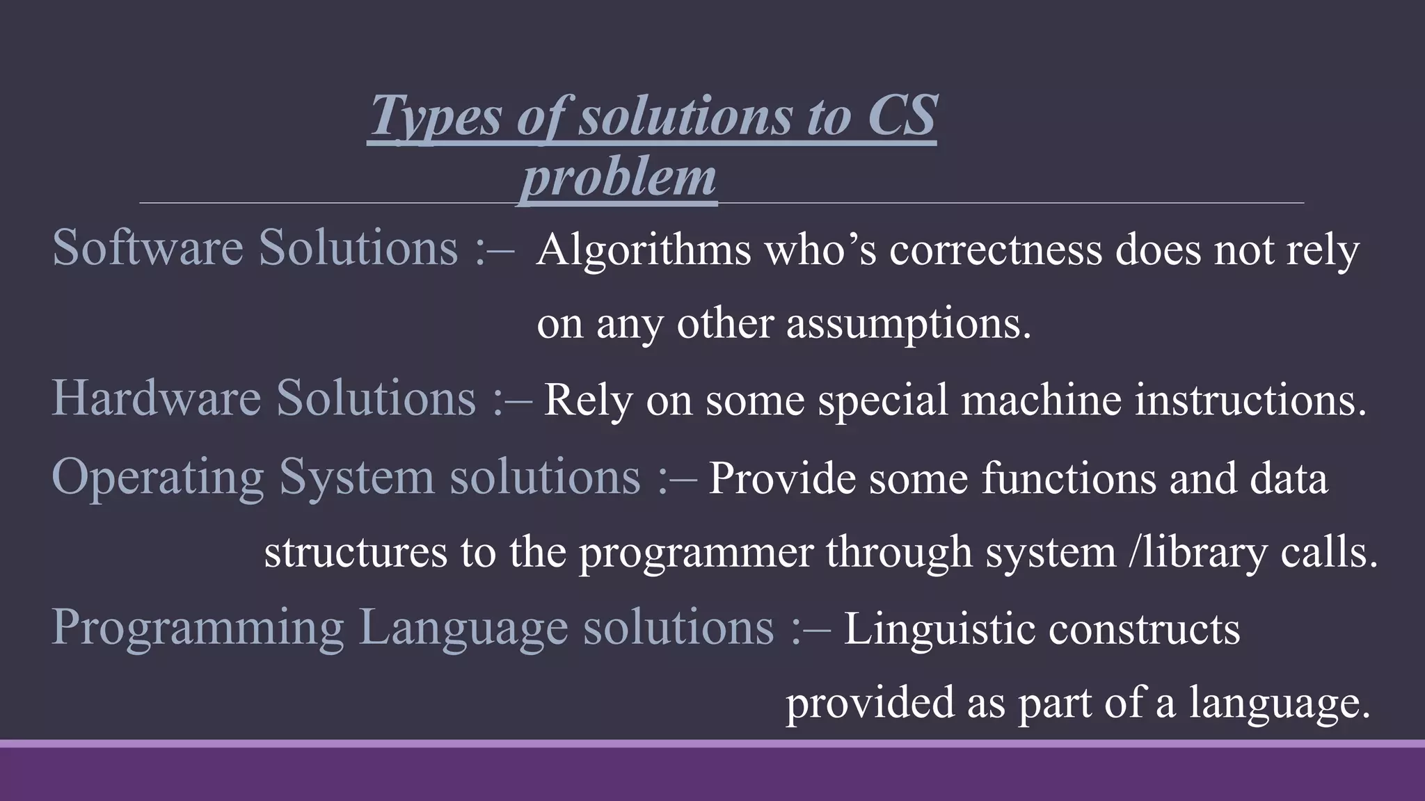 Critical section problem in operating system. | PPTX