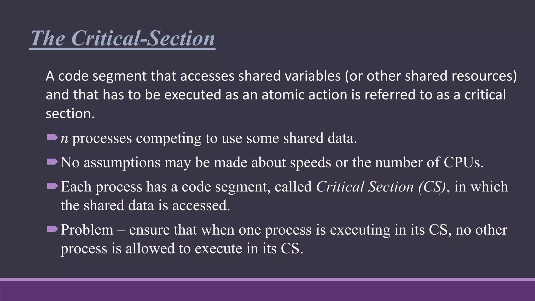 Critical section problem in operating system. | PPTX