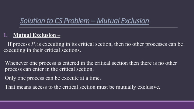 Critical section problem in operating system. | PPTX