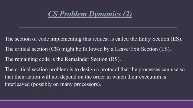 Critical section problem in operating system. | PPTX