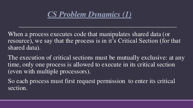 Critical section problem in operating system.