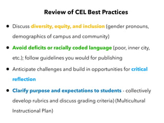 Critical Service Learning & Community-Engaged Learning Best Practices ...
