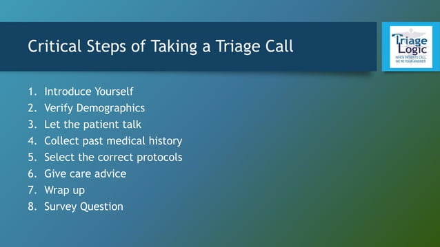 Critical steps to a triage call | PPT
