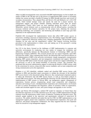 Critical Success Factors for Implementing an ERP System within University Context: Concepts and ...