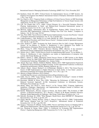 Critical Success Factors for Implementing an ERP System within University Context: Concepts and ...