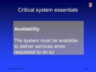 Critical systems intro | PPTX