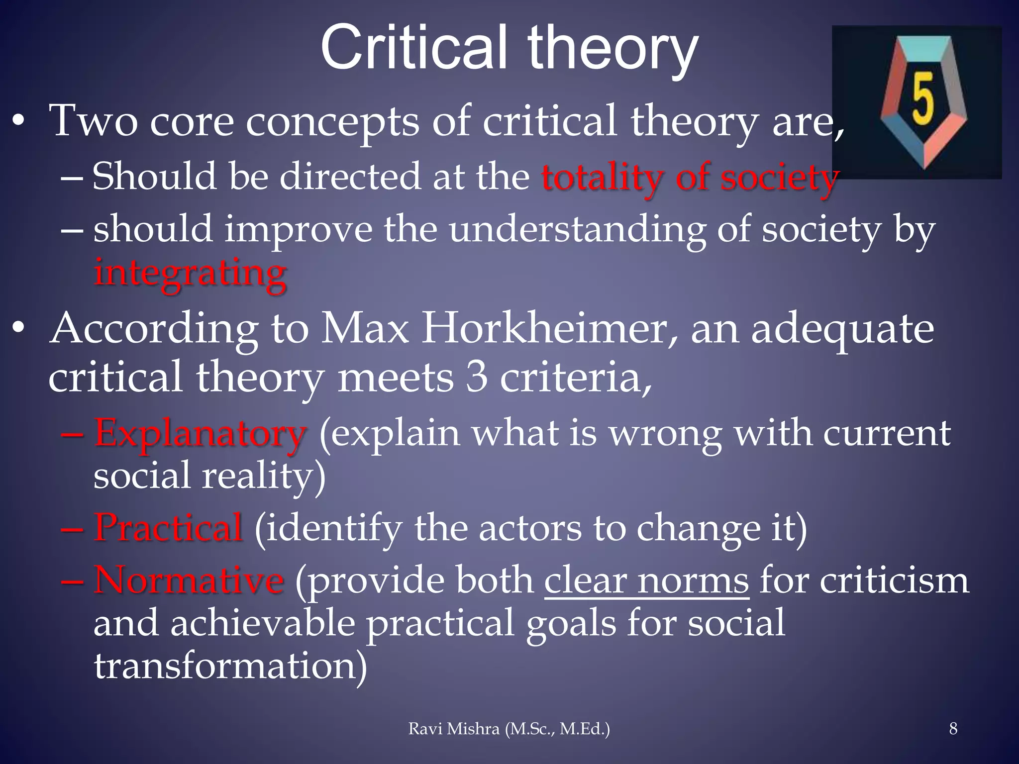 Critical theory to study in and out school context | PPTX