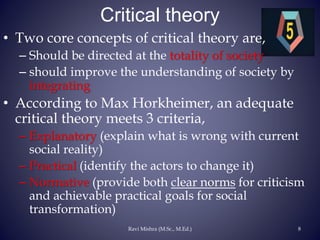 Critical theory to study in and out school context | PPT