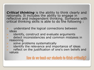 Critical thinking | PPTX