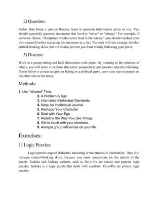 Critical thinking, Food for thought | DOCX