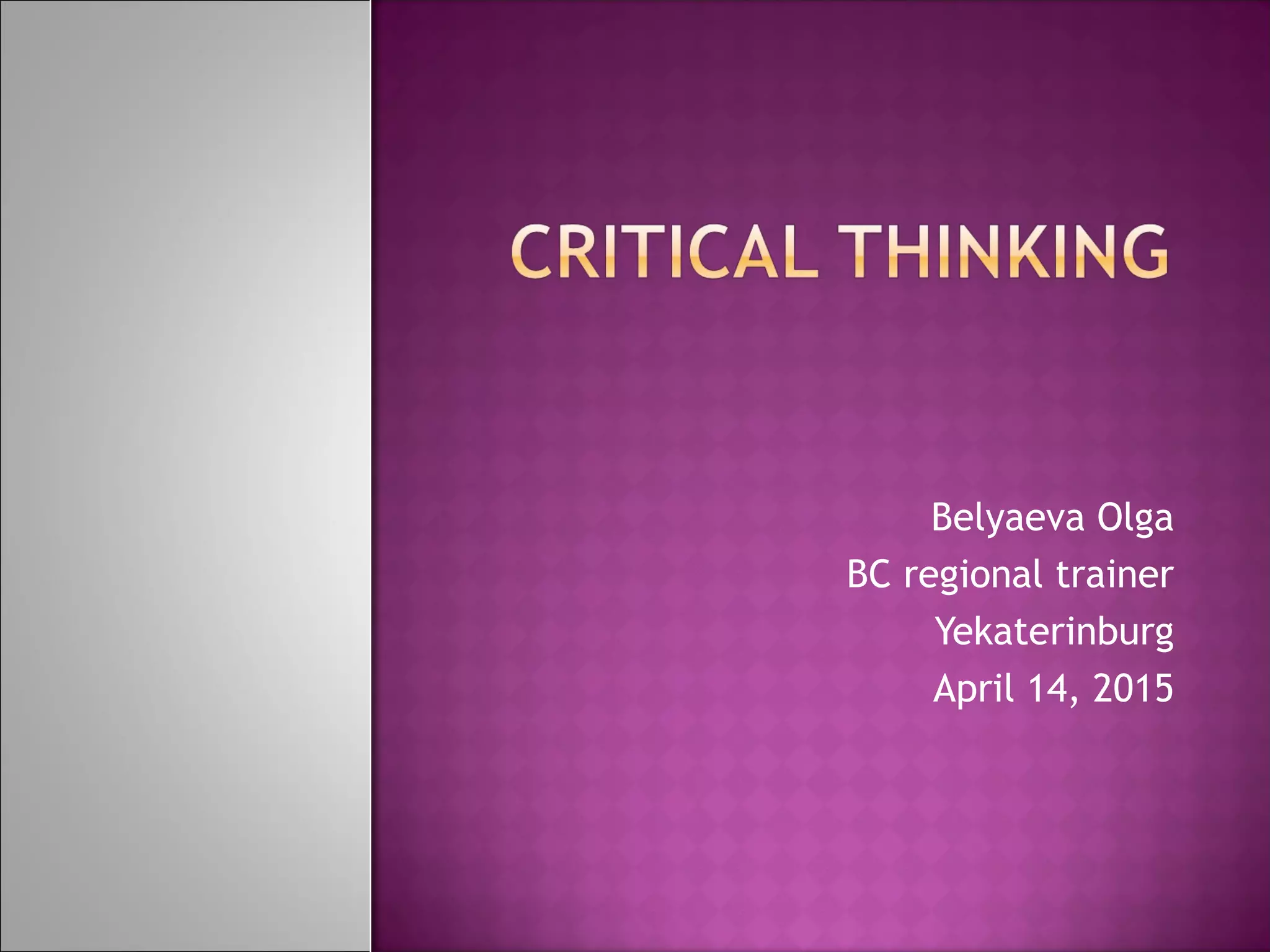 Critical thinking | PPT