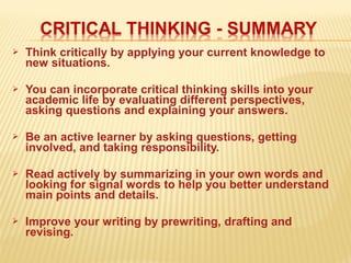 Critical thinking ... | PPT