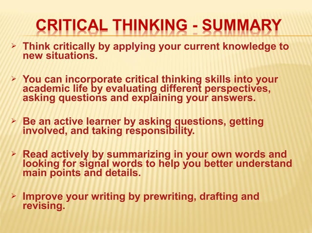 Critical thinking ... | PPT | Educational Assessment | Education