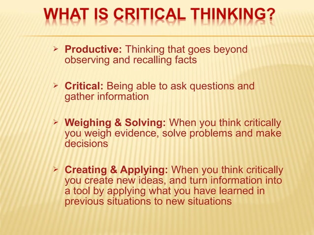 Critical thinking ... | PPT | Educational Assessment | Education