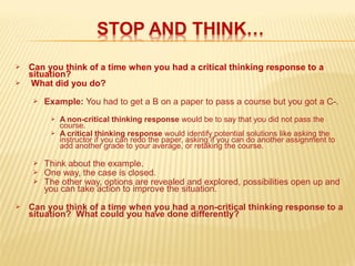 Critical thinking ... | PPT