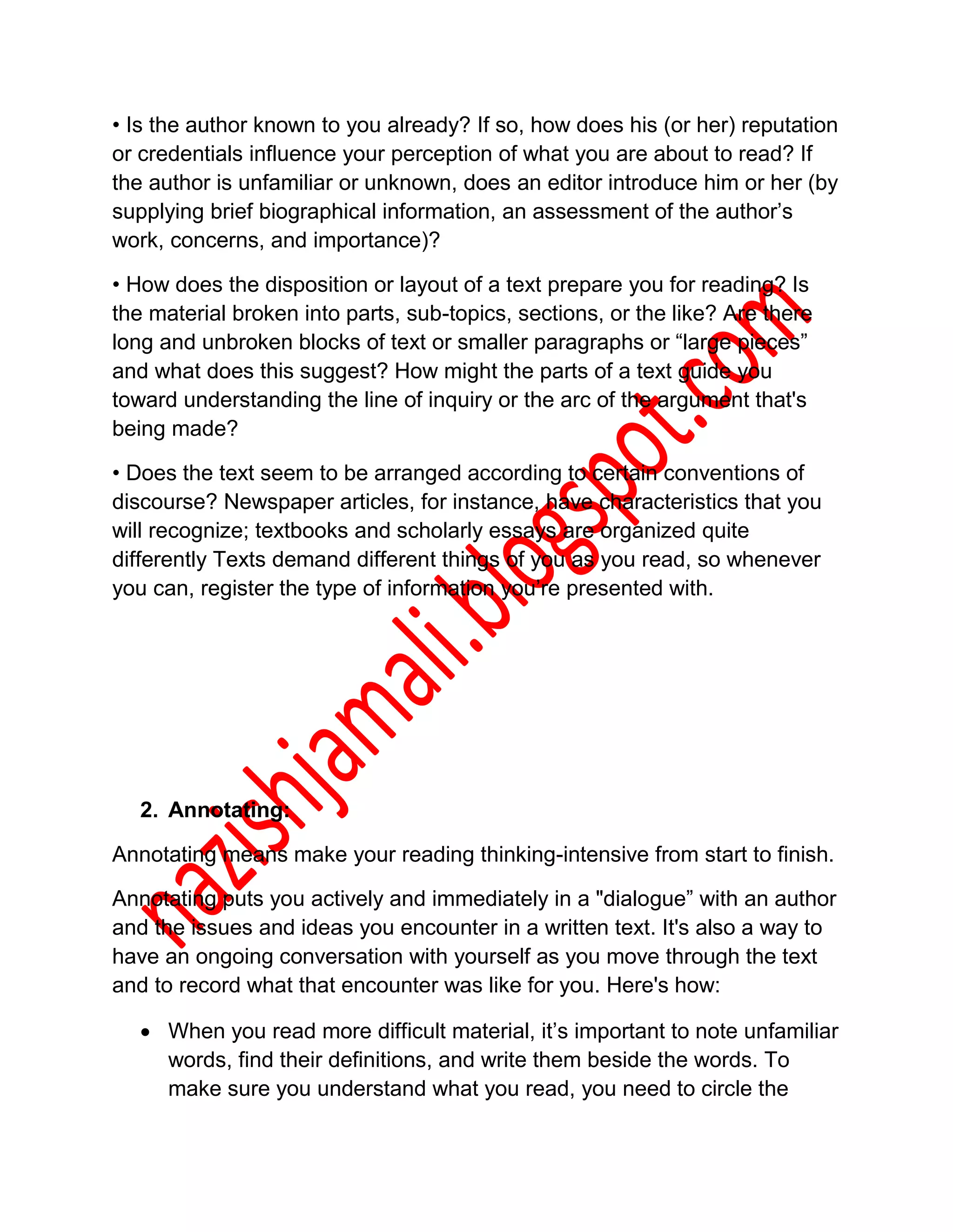 Critical thinking | interogatting the text | PDF