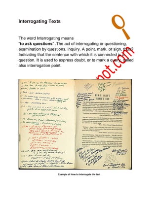 Critical thinking | interogatting the text | PDF