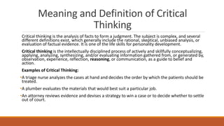 Critical thinking | PPTX
