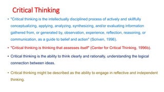 Critical thinking | PPTX