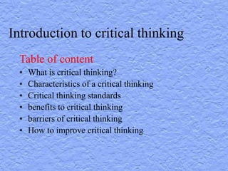 an overview of Critical thinking | PPTX