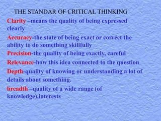 an overview of Critical thinking | PPTX