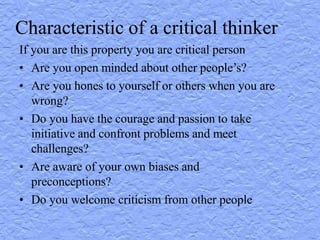 an overview of Critical thinking | PPTX