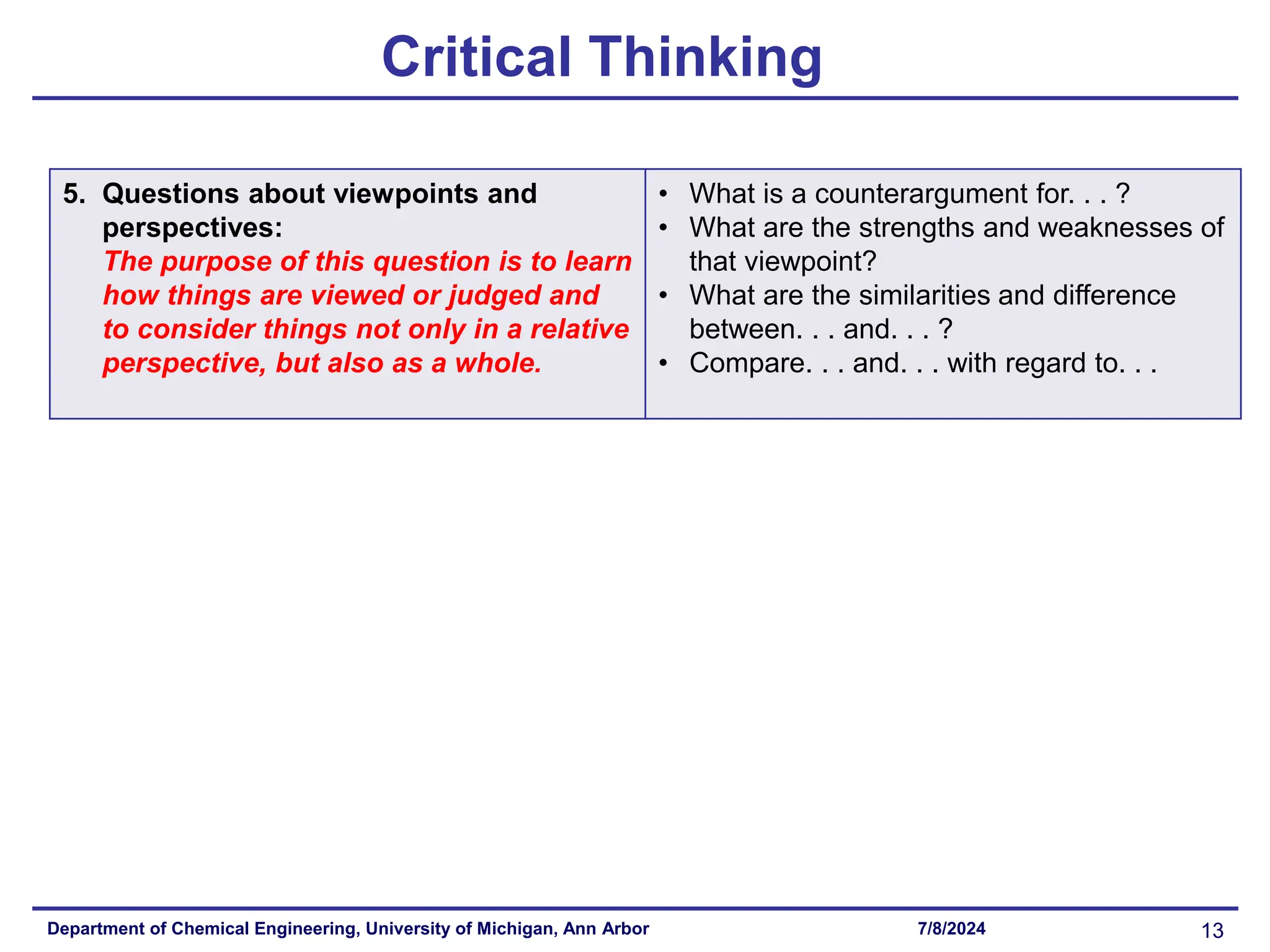 Critical thinking presentation on Engineering | PPT