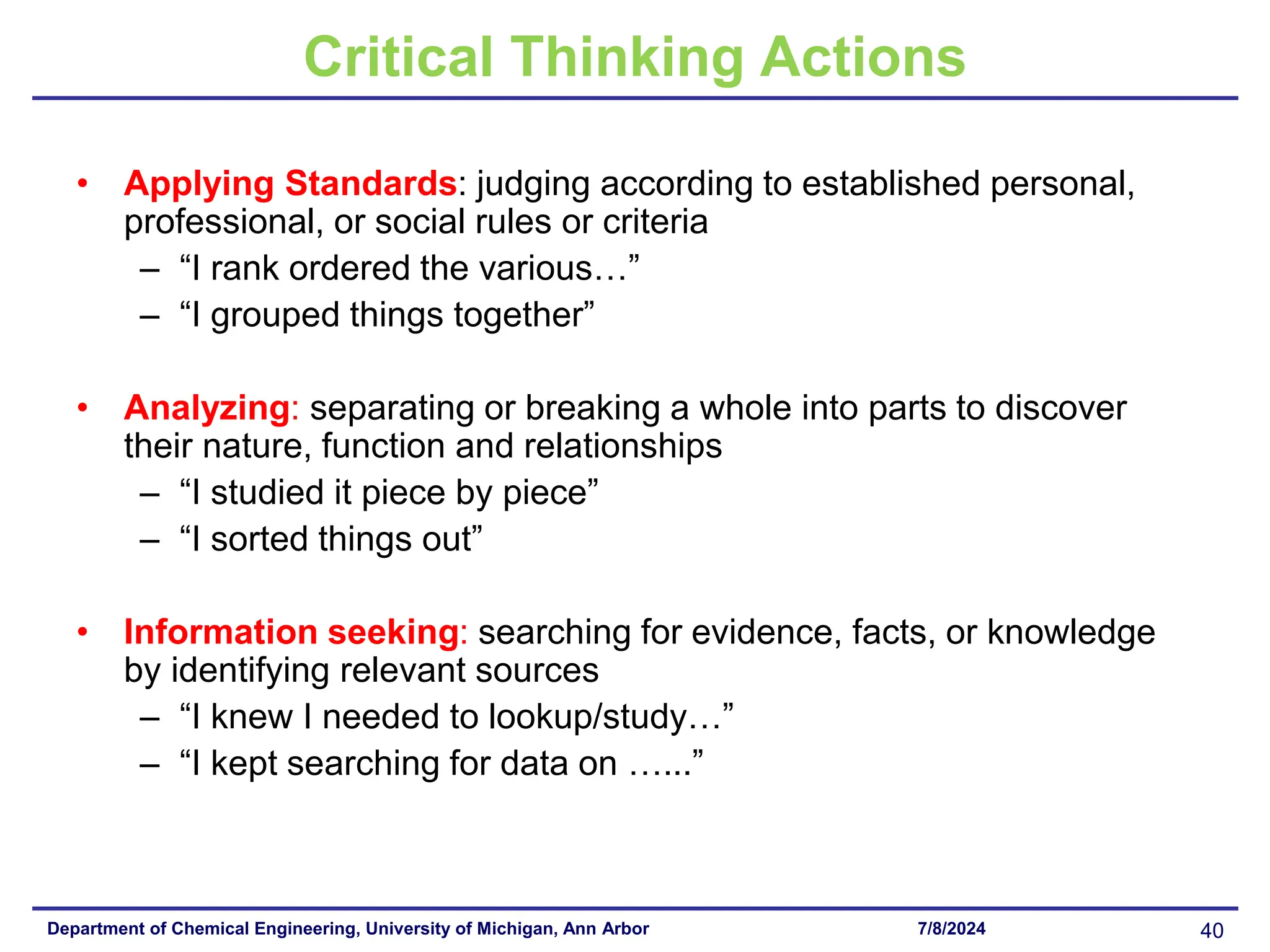 Critical thinking presentation on Engineering | PPT