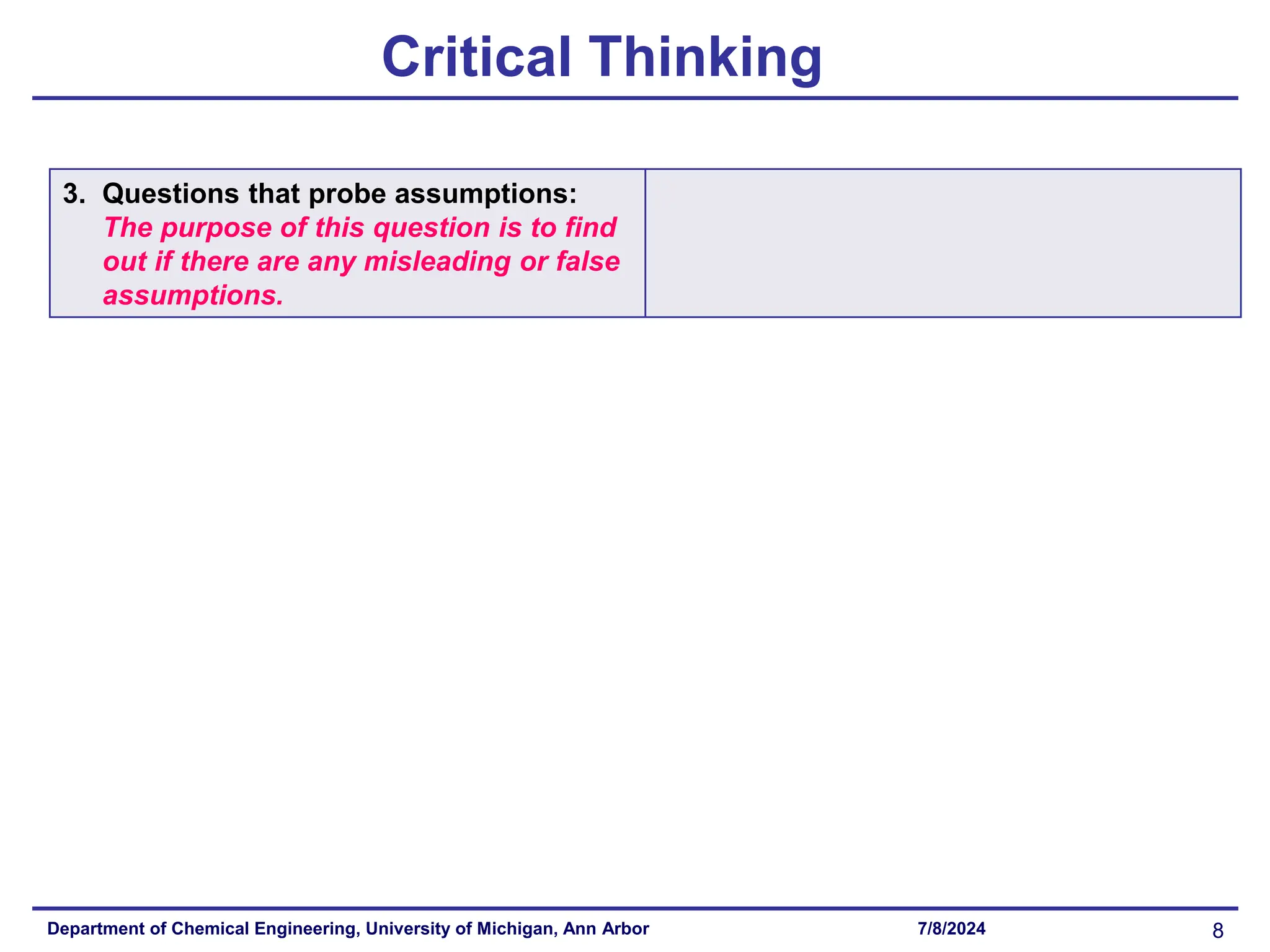 Critical thinking presentation on Engineering | PPT