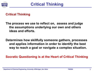 Critical thinking presentation on Engineering | PPT