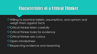CRITICAL THINKING.pptx grade 12 2023-2024 | PPTX